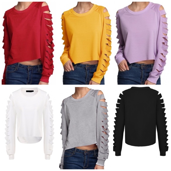 Tops | 6 Colorful Long Sleeve Crop Tops | Poshmark